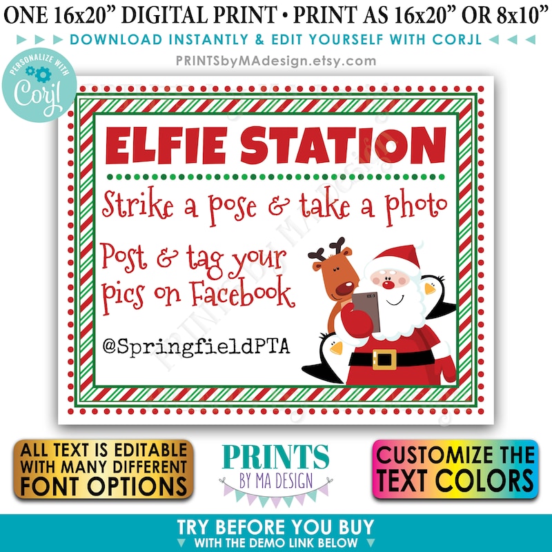 Elfie Selfie Printable - Etsy