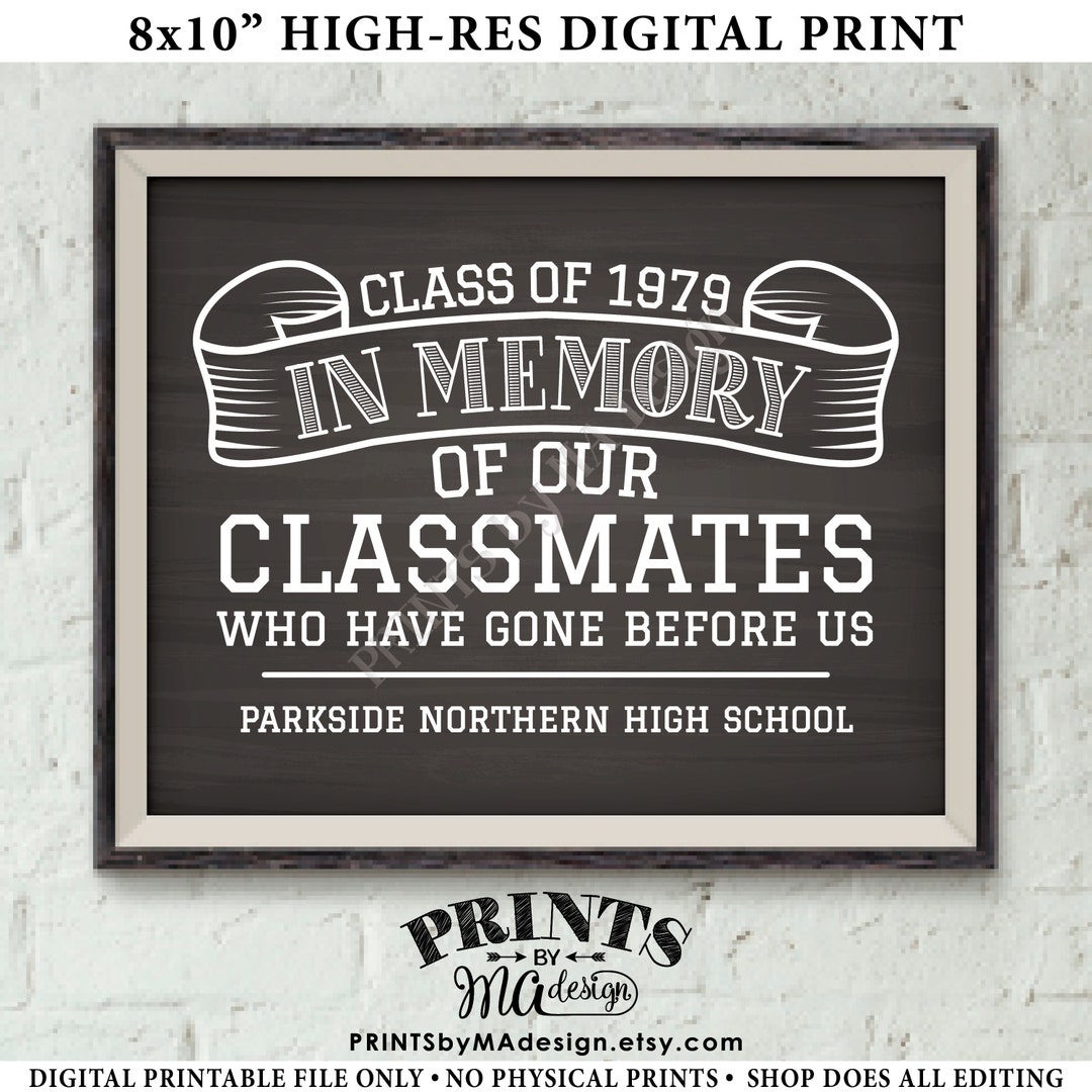 In Memory Sign for Reunion Memorial, in Memoriam of the Classmates Who ...