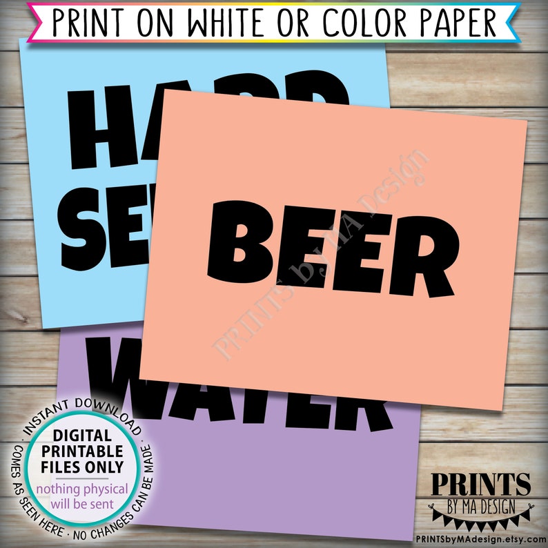 Beverage Signs, Drink Station Bundle Package, Soda, Water, Beer, Wine ...