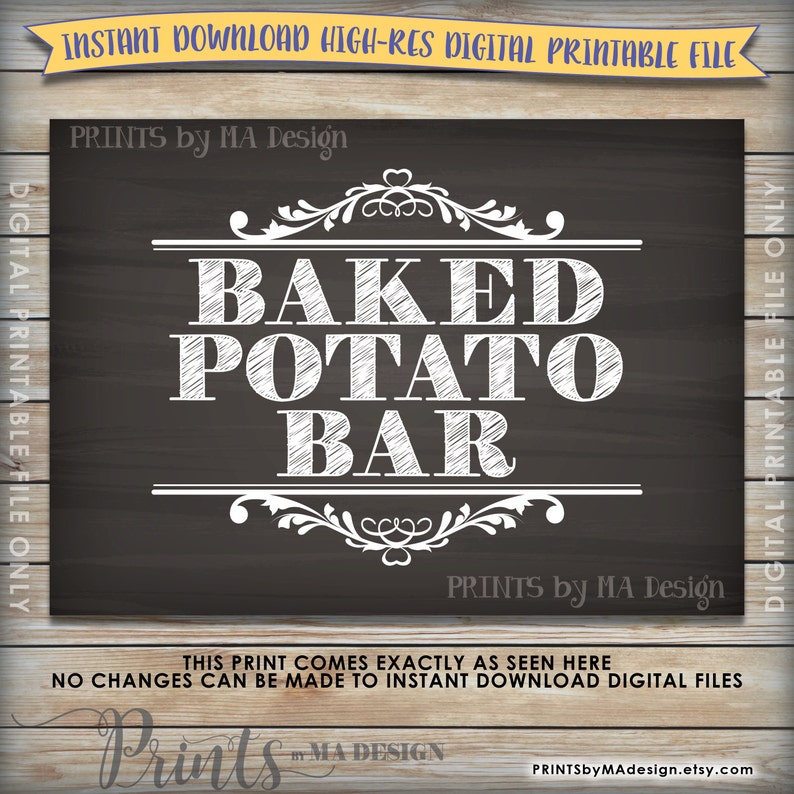 Baked Potato Bar Sign, Potato Station, Graduation, Birthday, Retirement ...