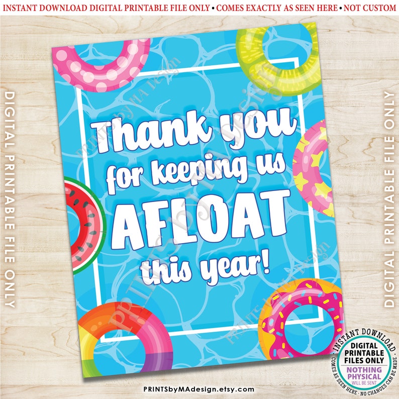 Pool Float Teacher Appreciation Sign Thank You for Keeping Us - Etsy