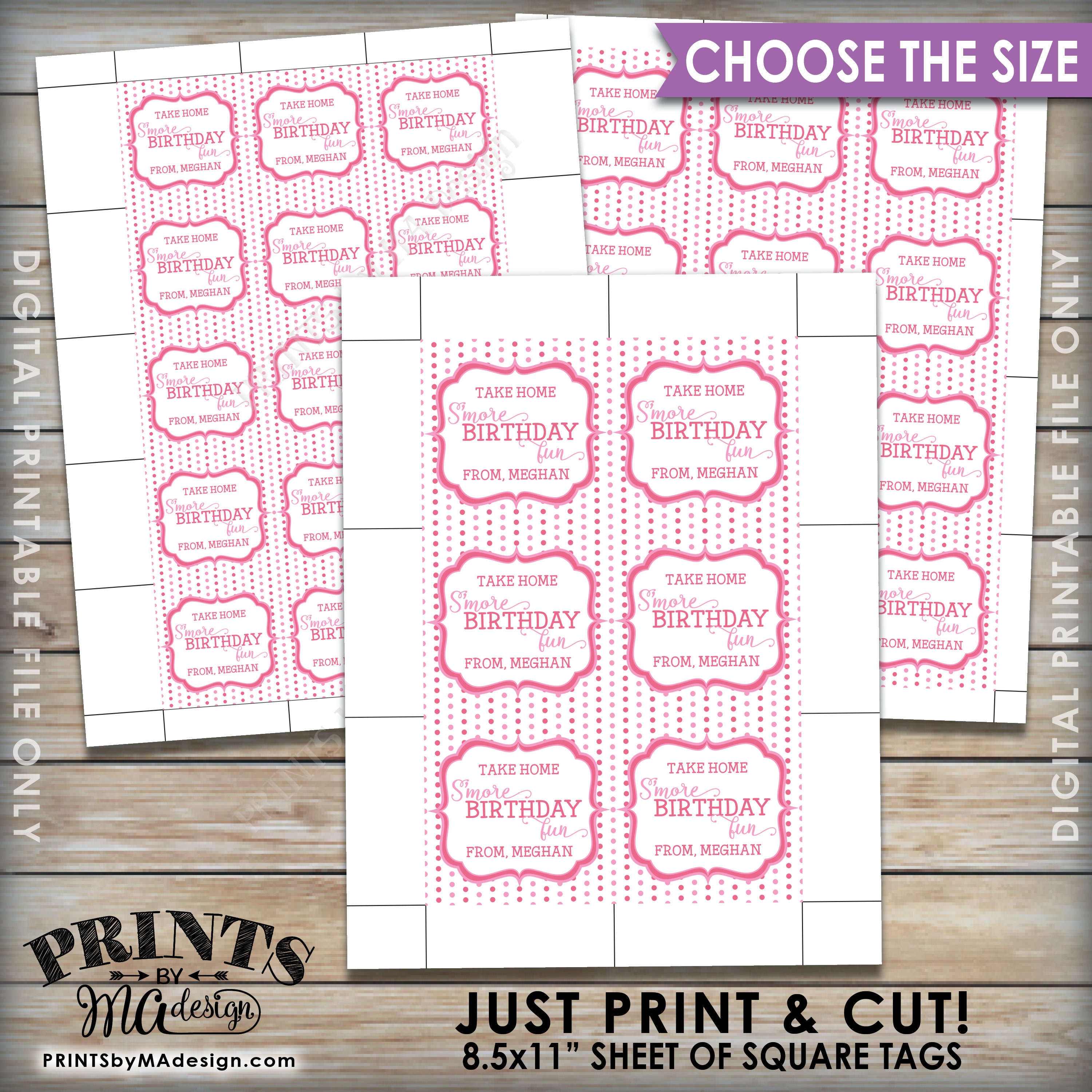 Birthday Party S'more Favors, Smore Fun, Smore Tag, Party Favors, Smore ...