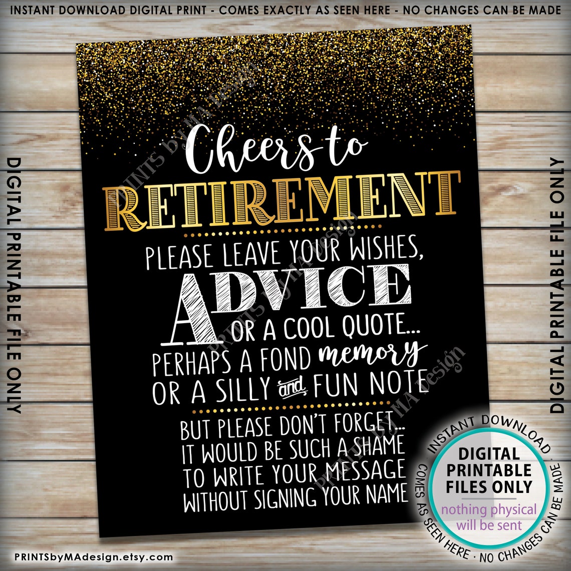 Cheers to Retirement Party Sign, Leave Your Wish, Advice, Memory for ...