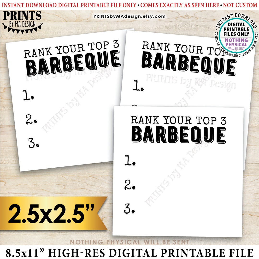 BBQ Voting Cards, Barbeque Cook-off Voting Ballots, 2.5" Square Cards ...