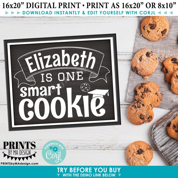 One Smart Cookie Sign Custom Name Cookie Bar PRINTABLE - Etsy