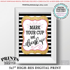 Mark Your Cup and Drink up Sign, Write Your Name on a Cup, PRINTABLE ...