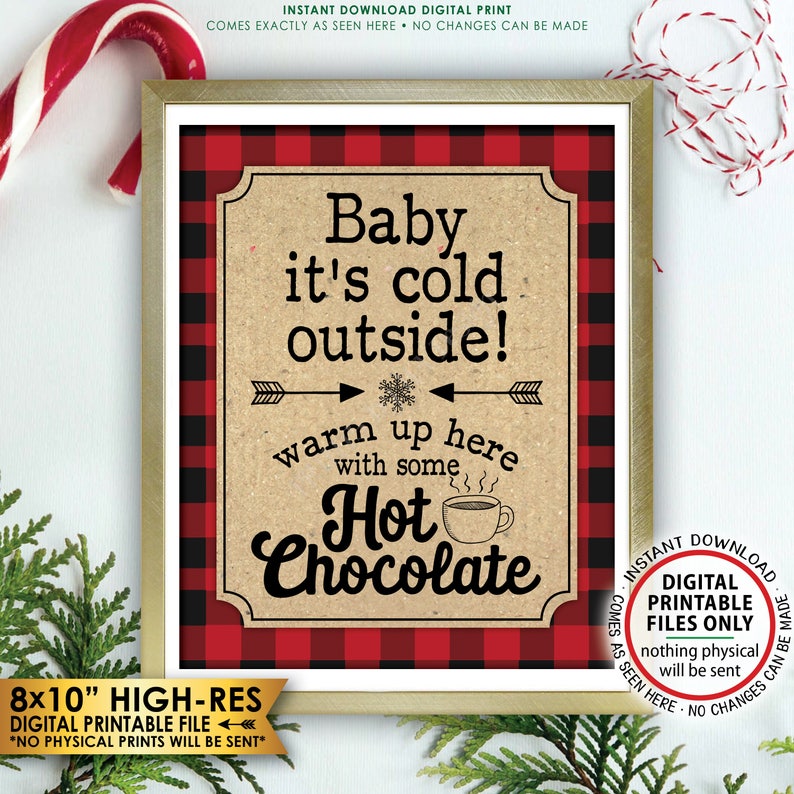 Baby It's Cold Outside Sign Lumberjack Hot Chocolate | Etsy