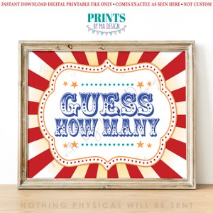 Guess How Many Sign, Guess the Number Carnival Theme Party Guessing ...