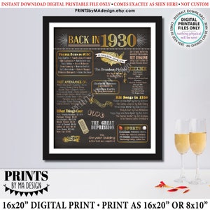 Back in 1930 Poster Board, Flashback to 1930, Remember 1930, USA ...