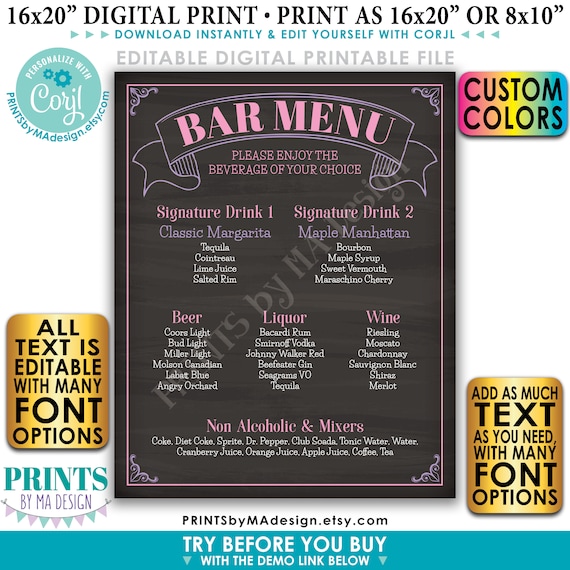 Letreros De Pizarra Para Bodas-imprimibles Y Editables Las Mejores 63