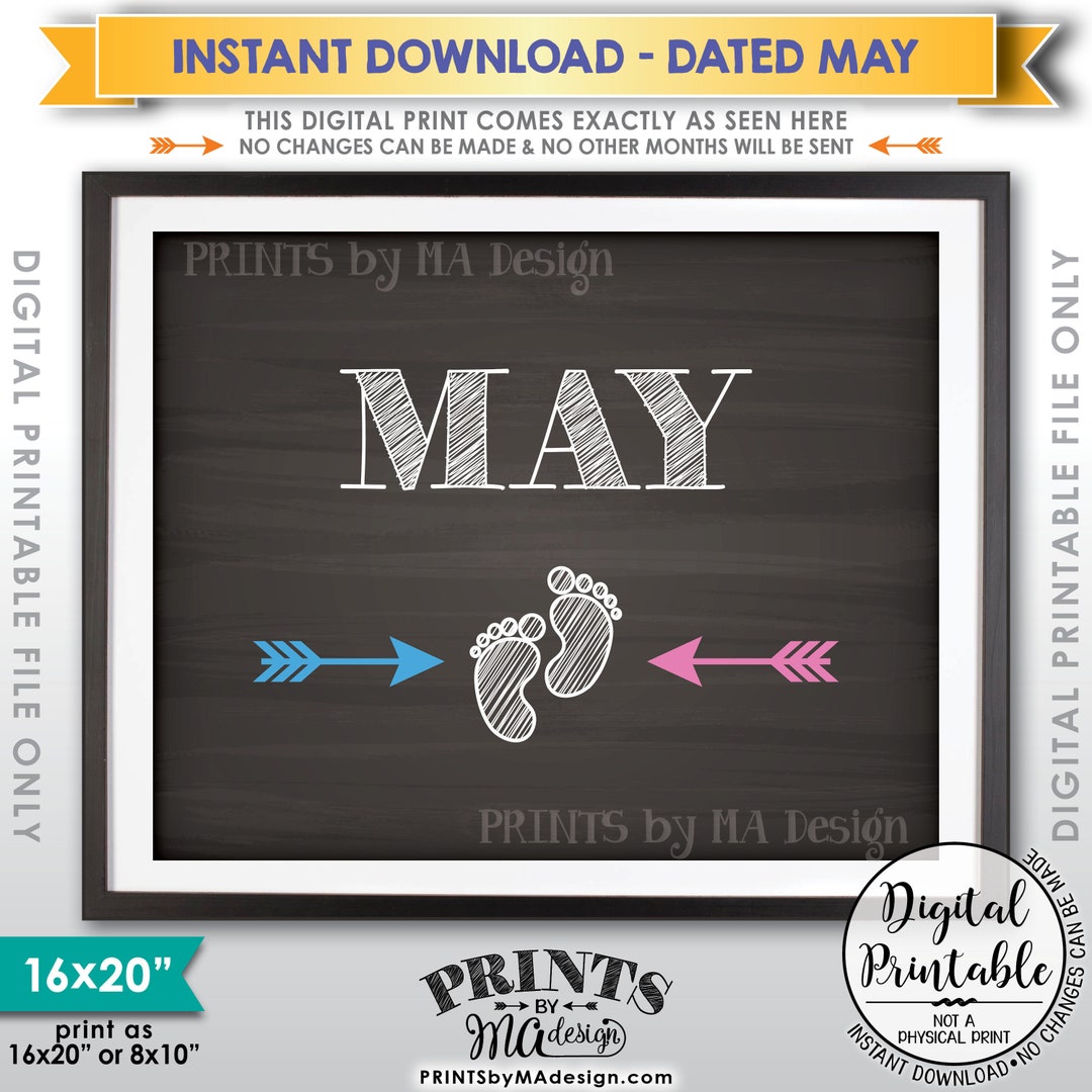 Pregnancy Announcement Sign Due in MAY, Subtle Due Date Month Expecting ...