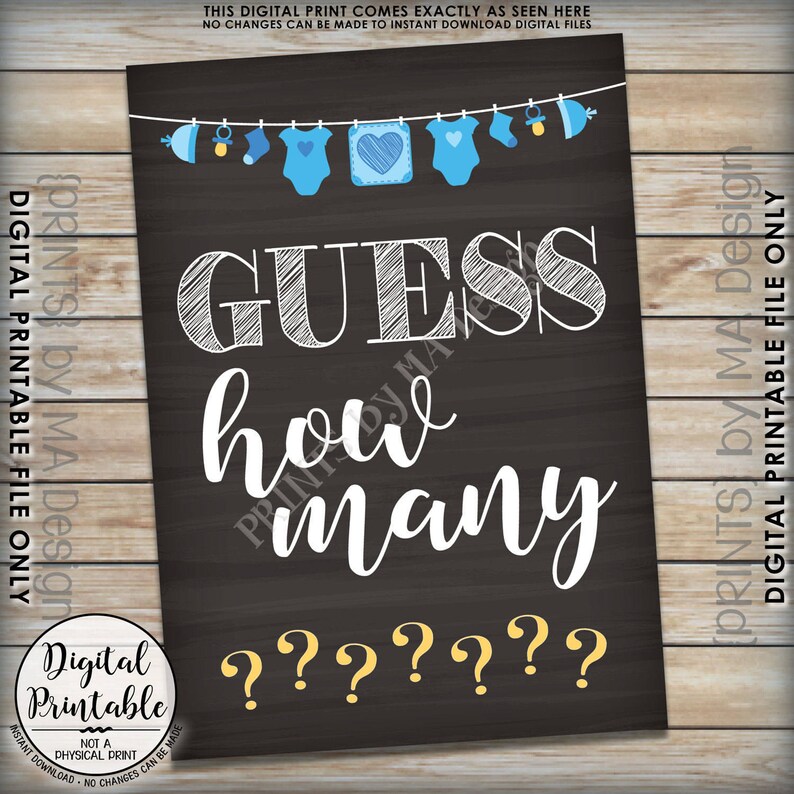 Guess How Many Sign, Guess the Number Baby Shower Game, Guessing Game ...