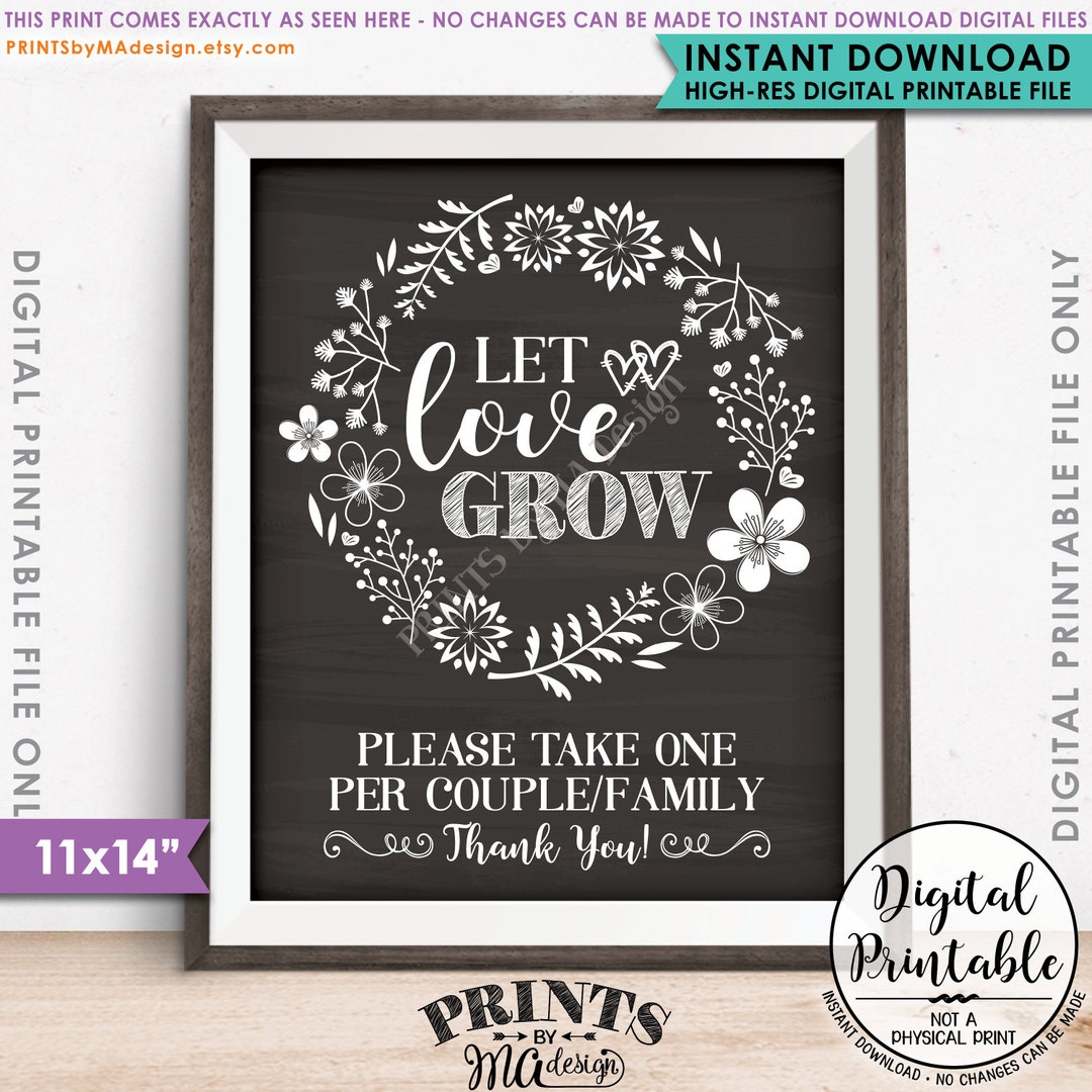 Let Love Grow Sign Watch Our Love Grow Wedding Favors 1 per Couple ...