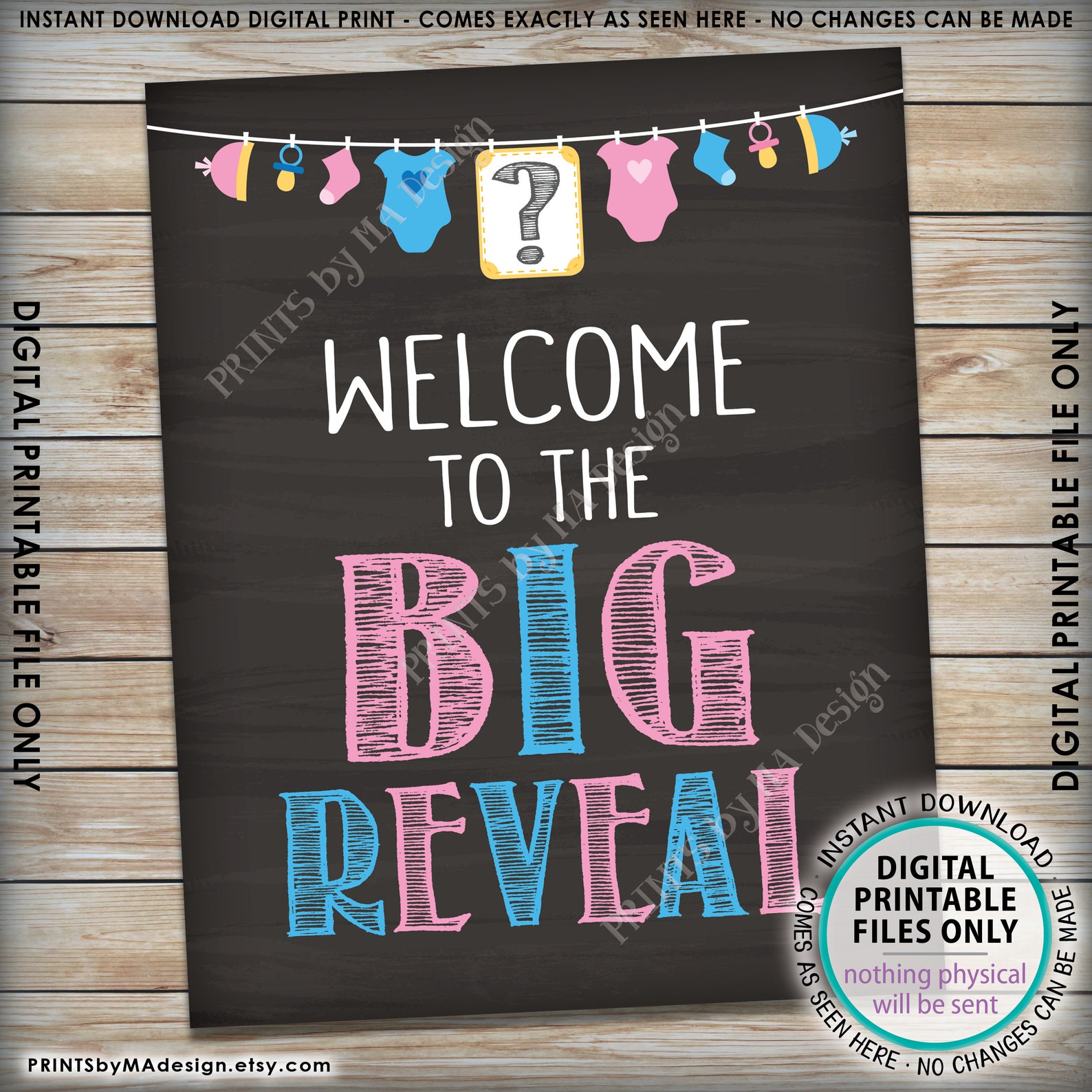 Welcome to the Big Reveal Gender Reveal Sign Pink or Blue | Etsy