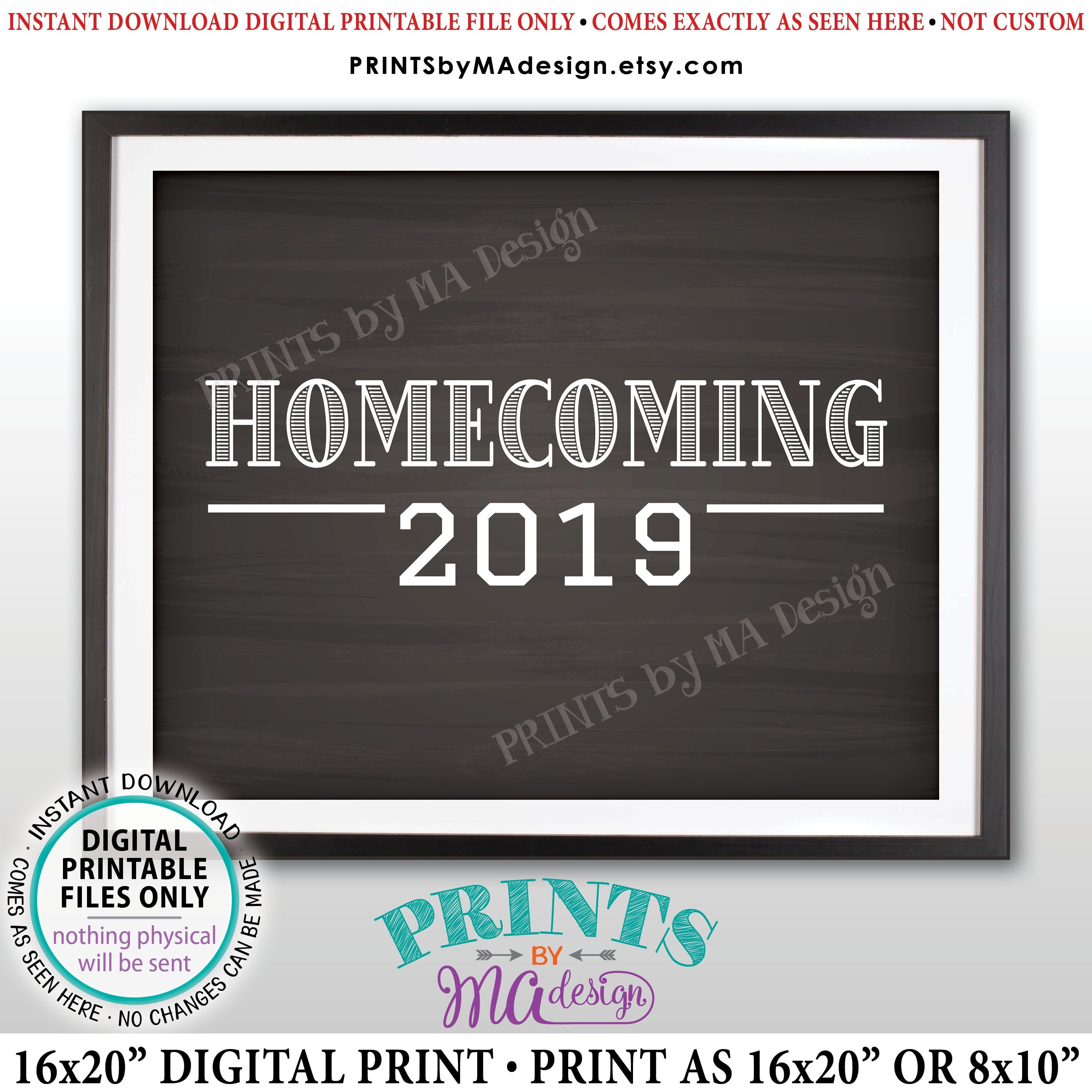 Homecoming 2019 Sign, High School Homecoming, College, PRINTABLE 8x10 ...
