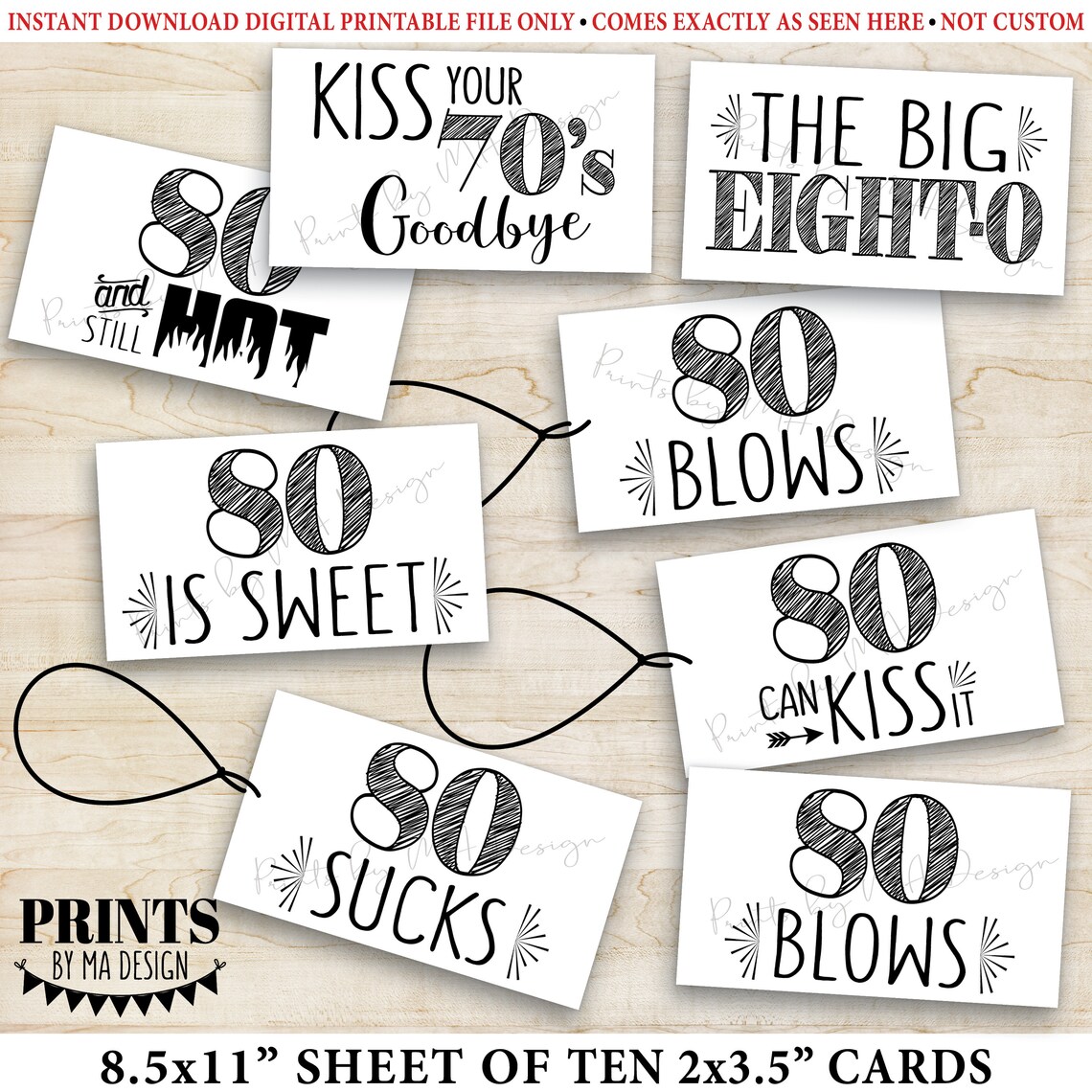80th Birthday Party Candy Signs, Cheers to 80 Candy Bar, 80 Sucks Blows ...