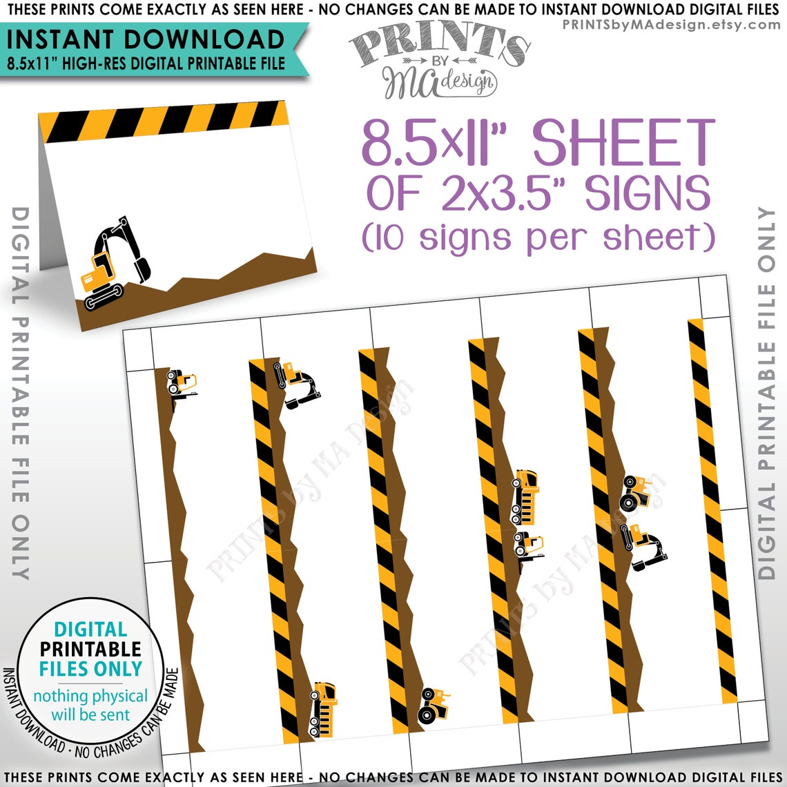 Construction Theme Labels Food Labels Buffet Cards Table - Etsy