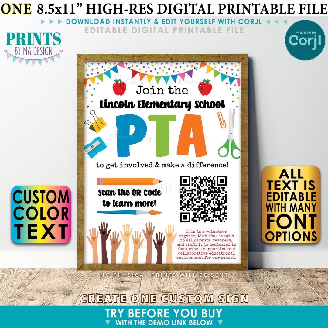 SALE! School Recruitment PTA or PTO Handout, Editable Flyer, Join ...