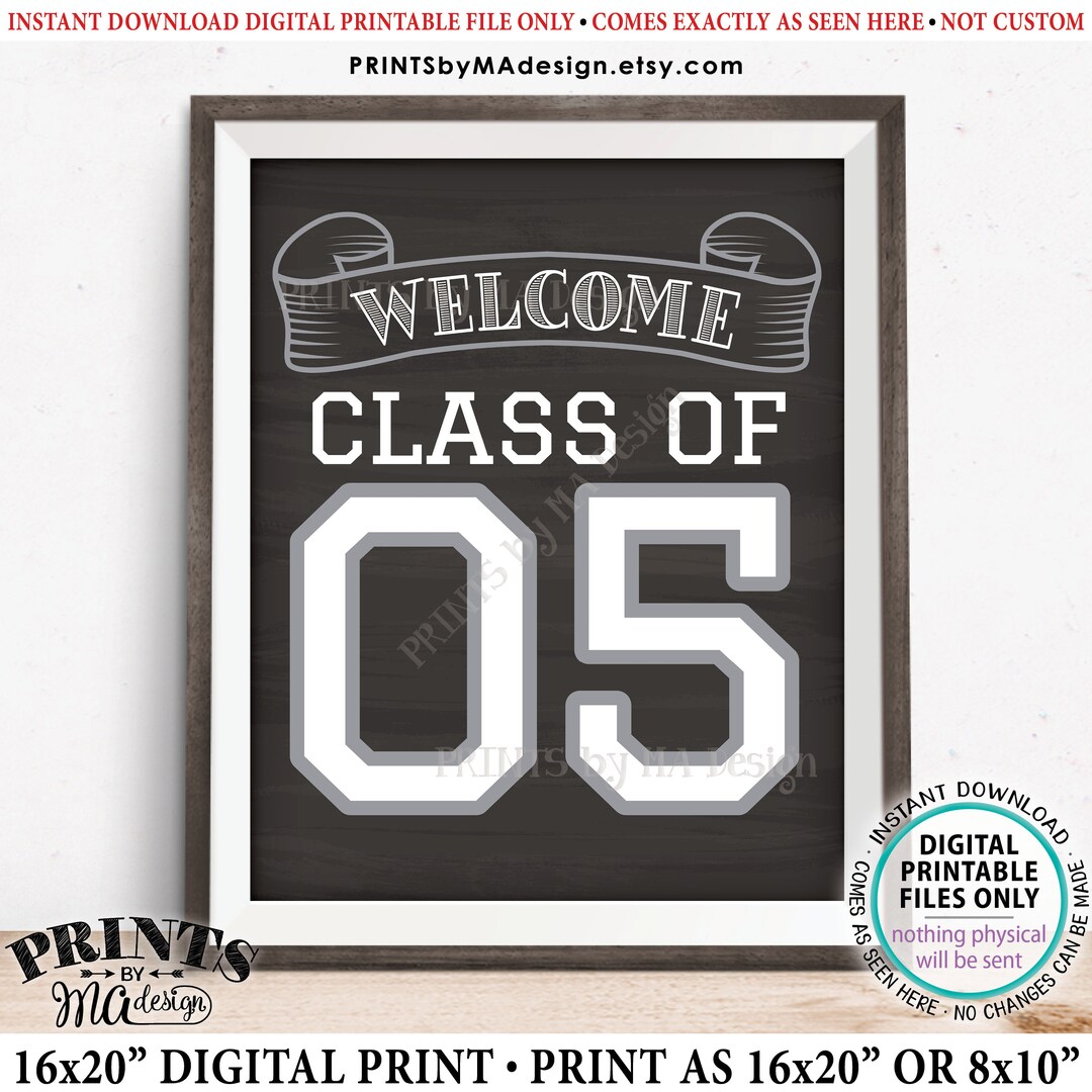 Class of 05 Sign, Welcome Class of 2005 Reunion Decoration, Chalkboard ...