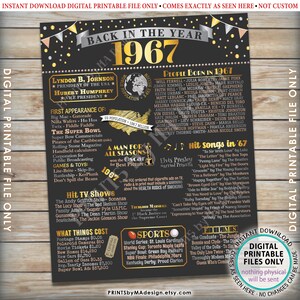 Back in the Year 1967 Poster Board, Remember 1967 Sign, Flashback to ...