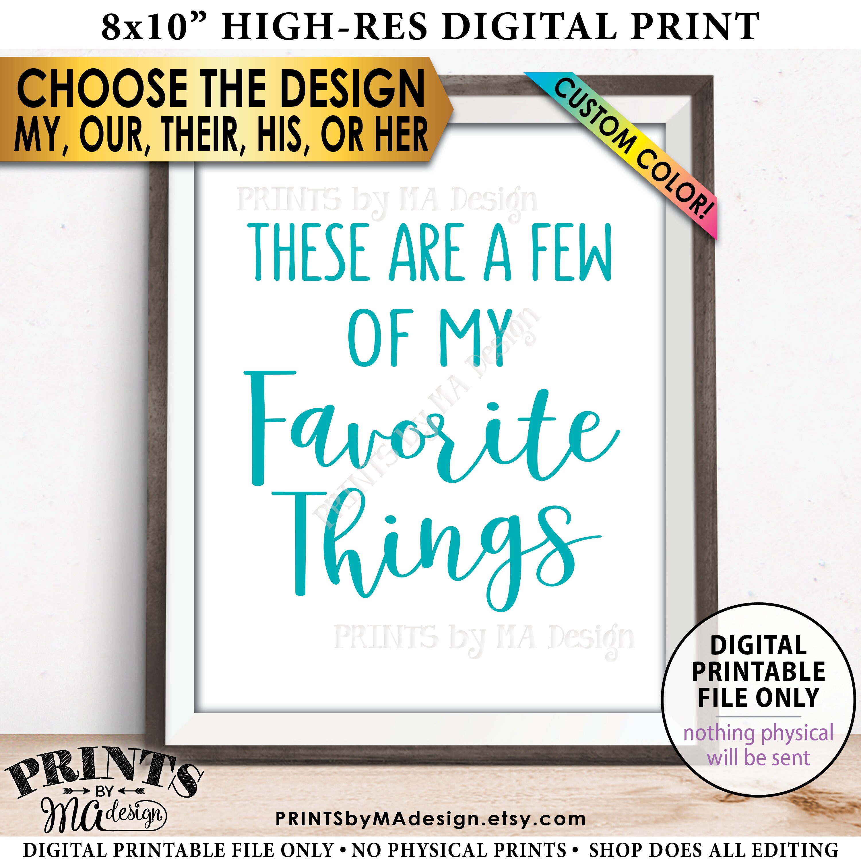 Favorite Things Sign, My Our His Her Their, Wedding Shower, Birthday ...