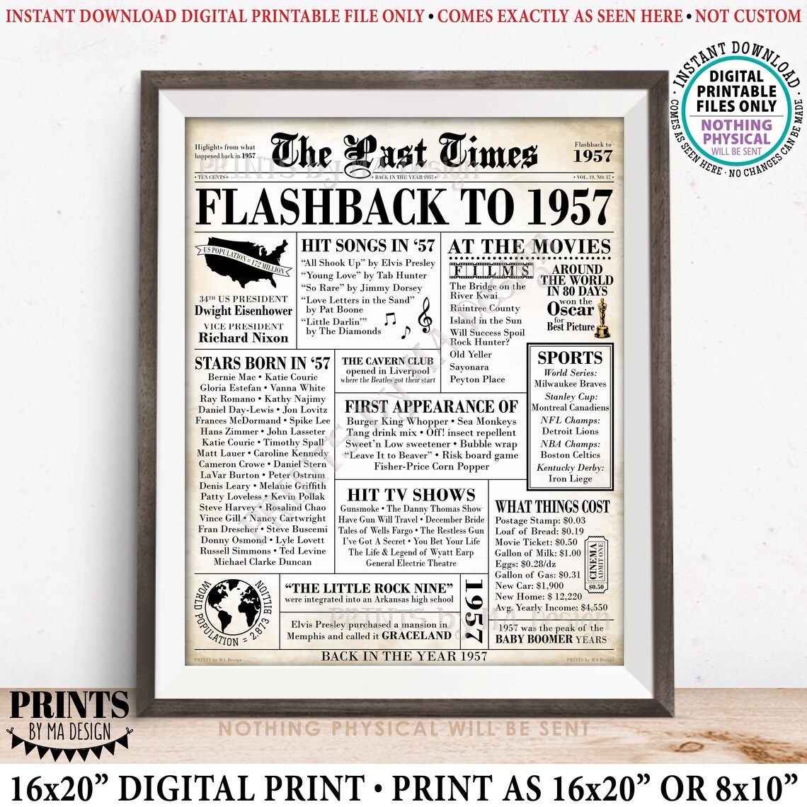 Flashback to 1957 Newspaper Back in the Year '57 USA - Etsy