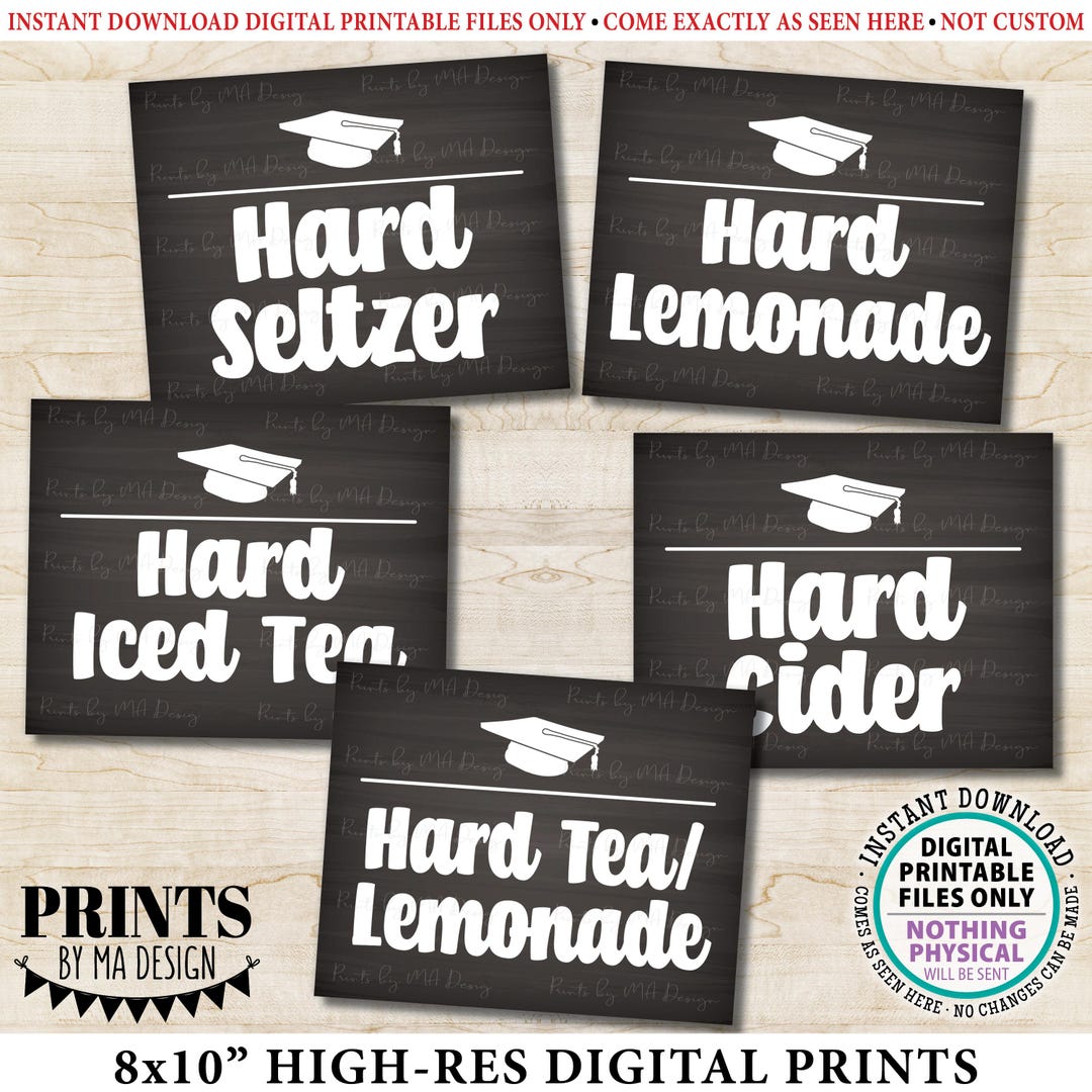 Beverage Station Signs, Graduation Party Drink Signs, Hard Seltzer ...