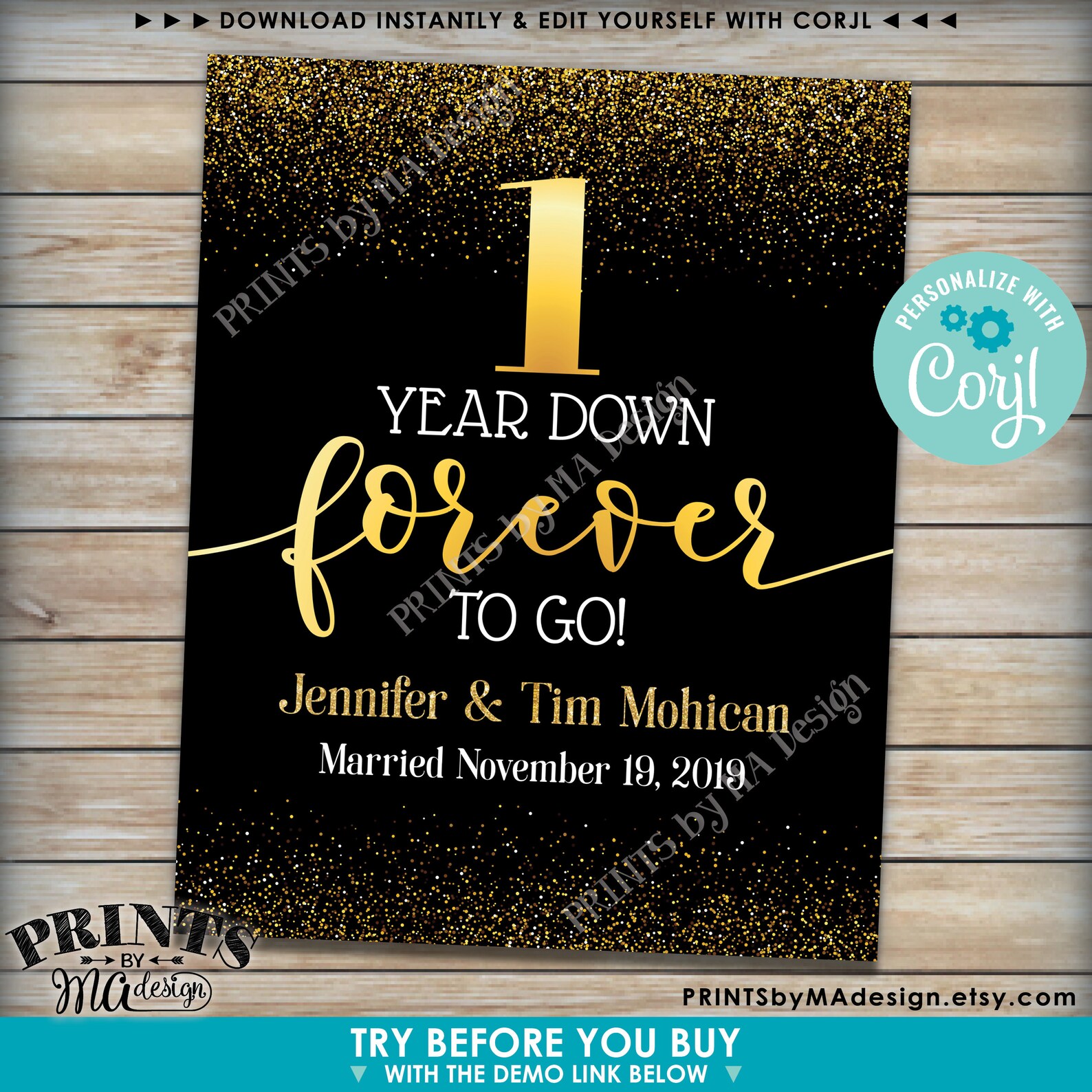 Years Down Forever to Go Anniversary Party Sign Any Year - Etsy