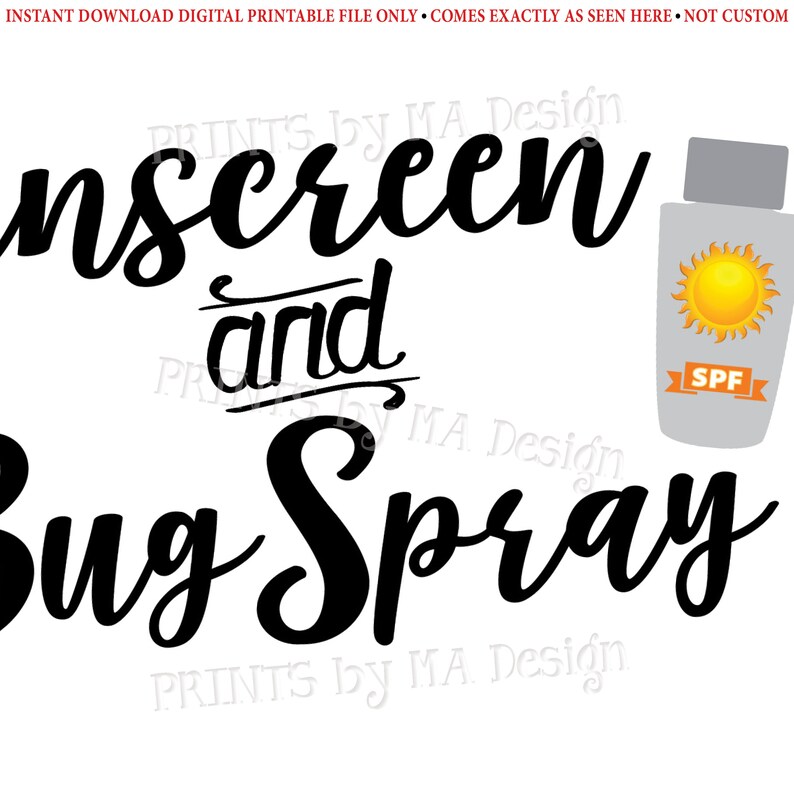 Sunscreen and Bug Spray Signs, Graduation Party Decoration, Garden ...