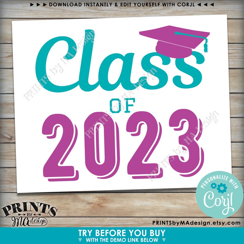 Editable Class Of Year Sign Any Year Graduating Year Custom | Etsy