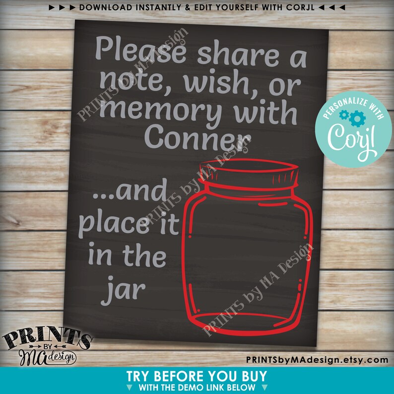Custom Jar Sign Editable Jar Sign One PRINTABLE 8x10/16x20 | Etsy