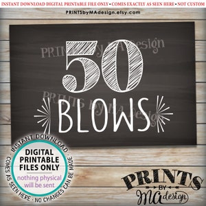 50th Birthday Sign, 50 Blows Bubble Gum, Funny 50th Candy Bar, Fiftieth ...