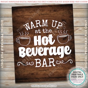 Hot Beverage Bar Sign, Hot Chocolate Station, Cocoa Drink Display ...