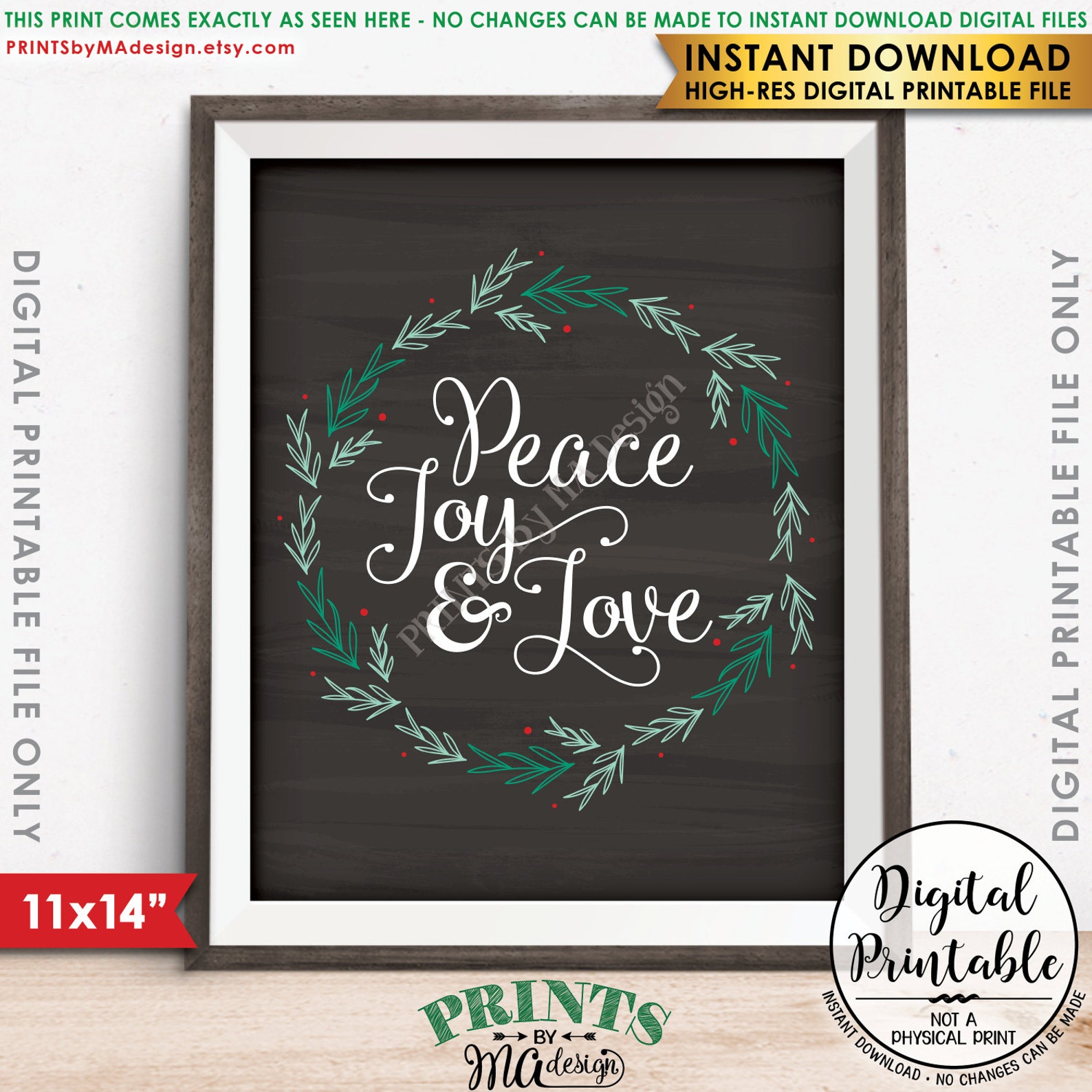 Peace Joy and Love Christmas Sign Peace Sign Merry Christmas - Etsy