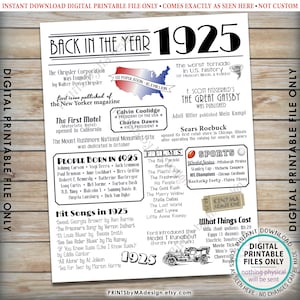 Back in the Year 1925 Poster Board, Flashback to 1925 USA History From ...