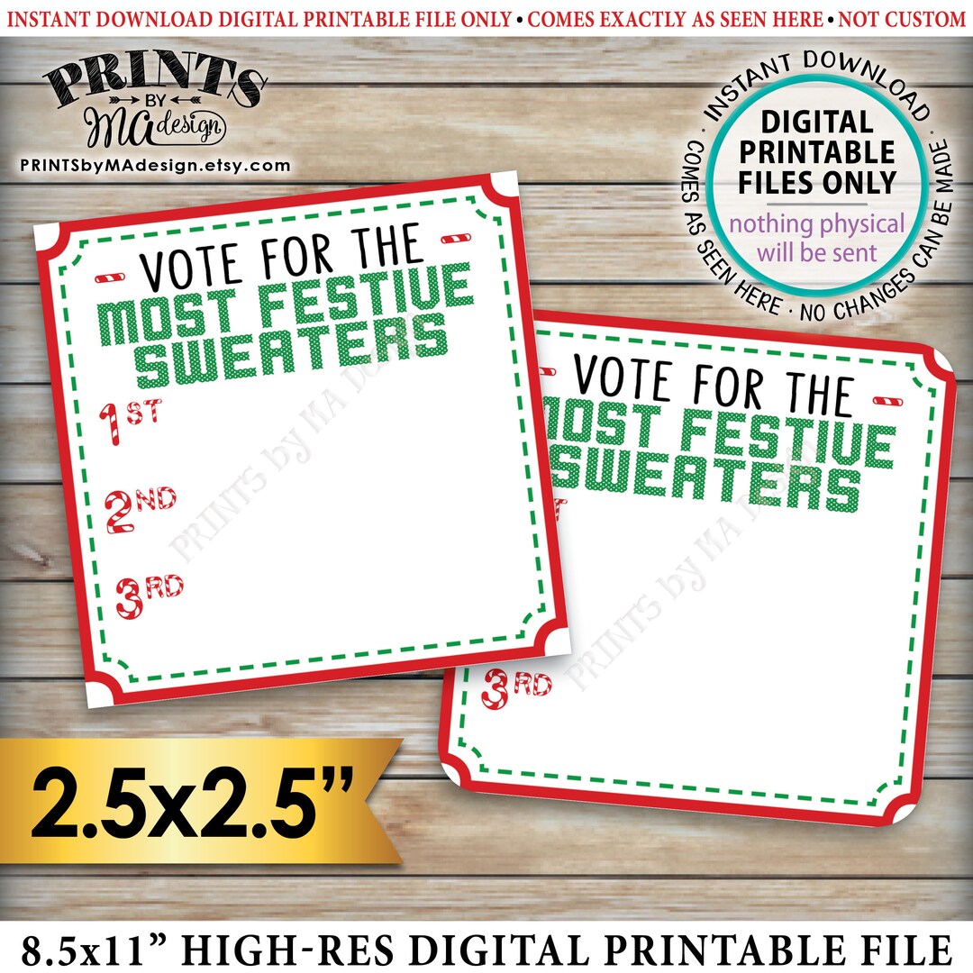 Most Festive Sweater Voting Ballots, Cast Your Vote, Tacky Sweater ...