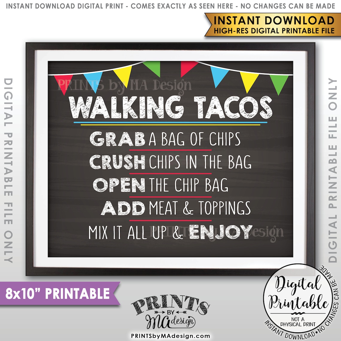 Walking Tacos Sign Taco Bar Taco Sign Cinco De Mayo Sweet - Etsy Canada