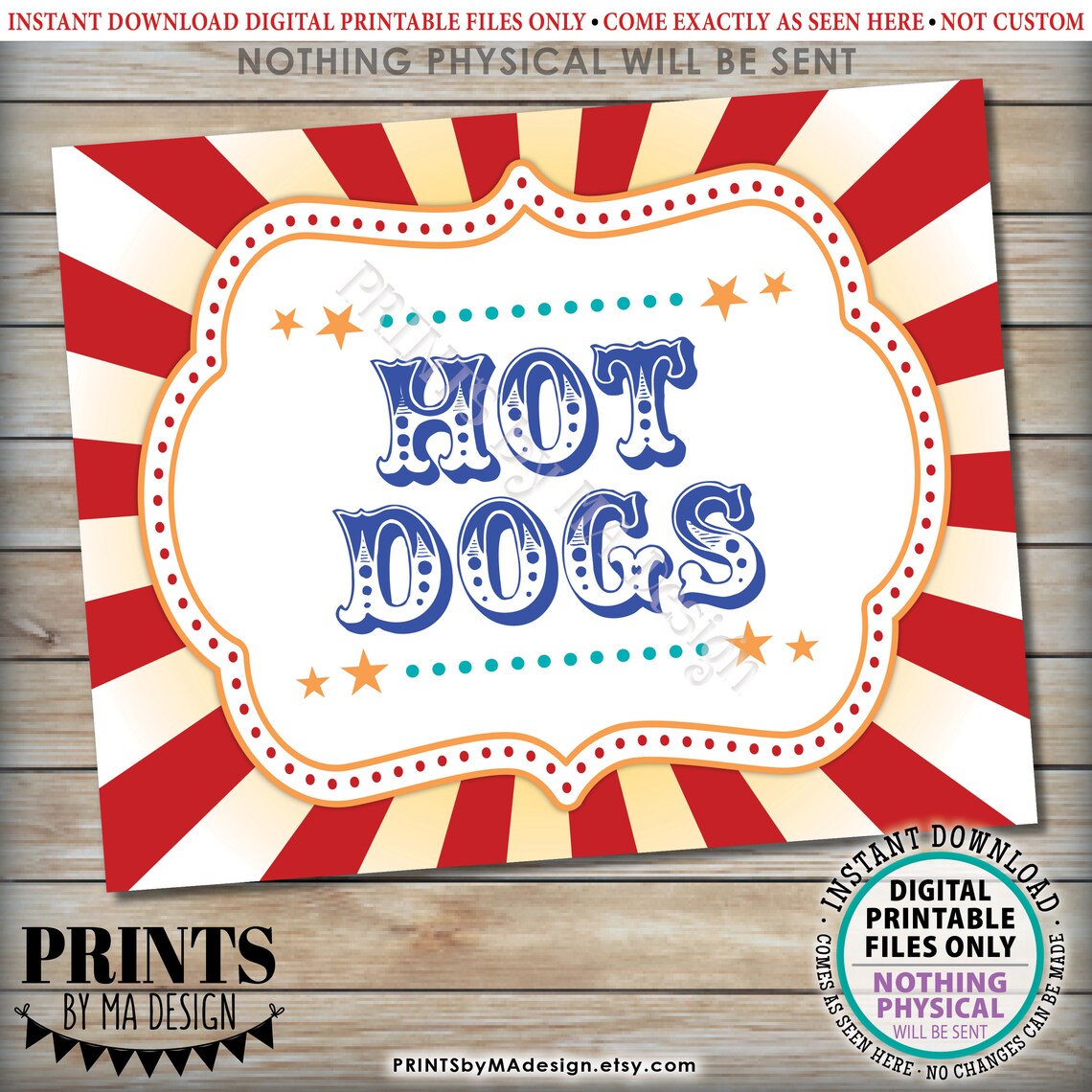 Carnival Food Signs Circus Theme Party Concessions Hot - Etsy
