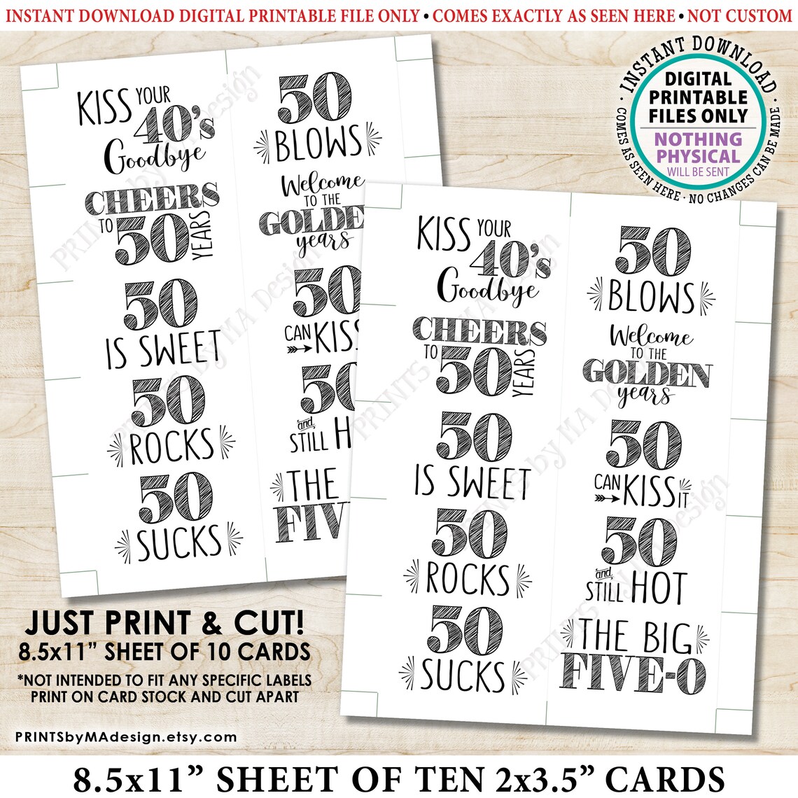 50th Birthday Party Candy Signs Cheers to 50 Candy Bar 50 - Etsy