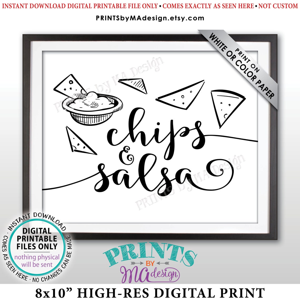 Chips & Salsa Sign Salsa and Chips Nacho Bar Sign PRINTABLE - Etsy