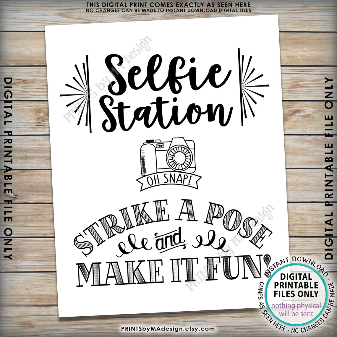 Selfie Station Sign, Strike a Pose & Make It Fun Selfie Sign ...