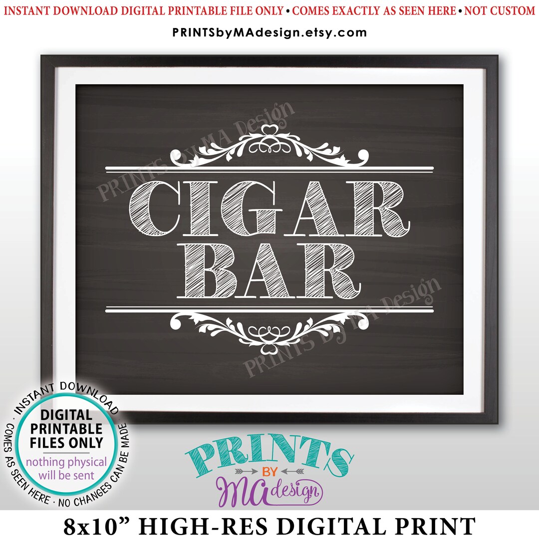 Cigar Bar Sign, Cigar Sign, Baby Shower, Man Cave Sign, Birthday ...