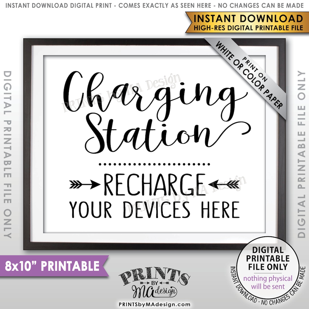 Charging Station Sign, Recharge Your Devices Here, Wedding Charge Bar ...