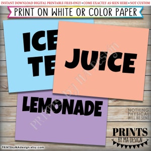Beverage Signs, Drink Station Bundle Package, Coffee, Tea, Iced Tea ...