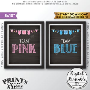 Gender Reveal Signs, Team Pink and Team Blue, Gender Reveal Teams, Pink ...