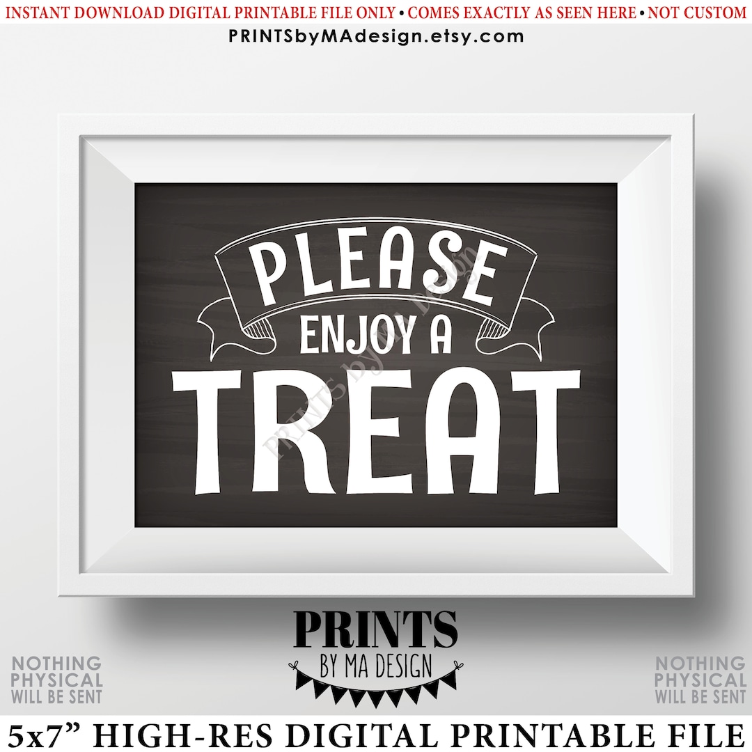 Please Enjoy a Treat Sign, Sweet Treat, Cupcake, Candy, Cake, PRINTABLE ...