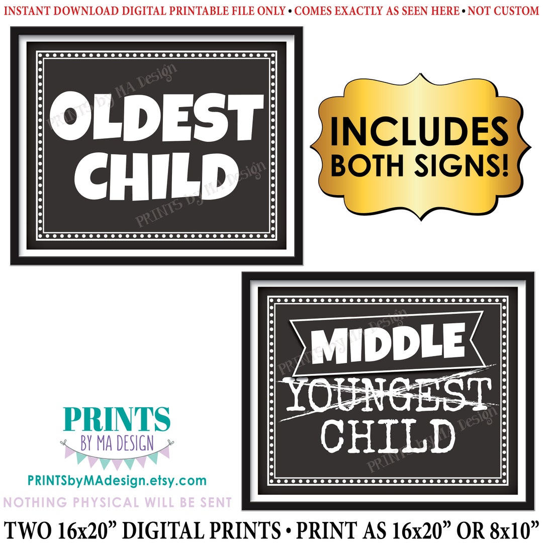 3rd Baby Pregnancy Announcement Photo Props, Oldest Child & Middle to ...