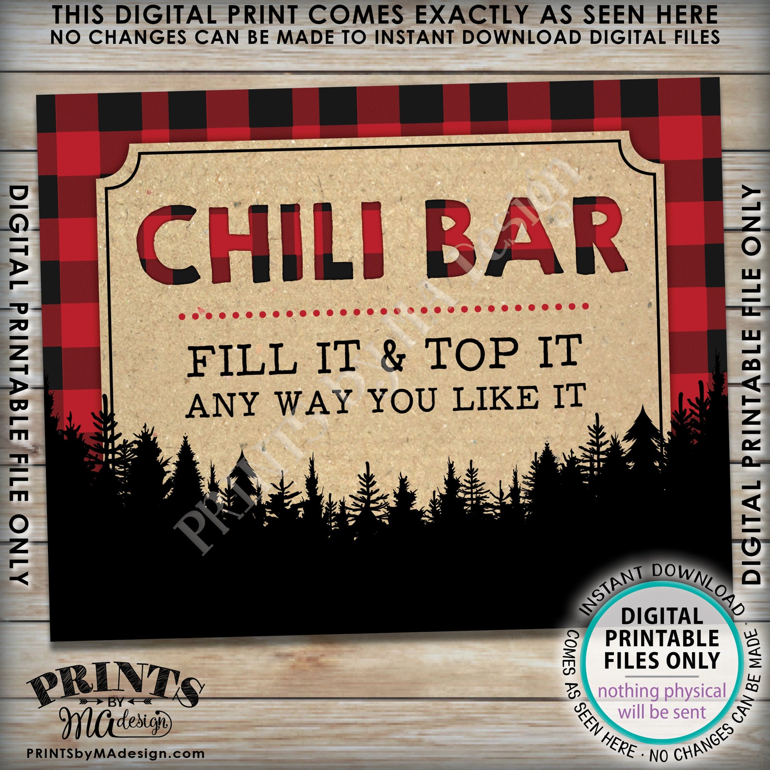 Chili Bar Sign Fill it & Top It Any Way You Like It Chili | Etsy