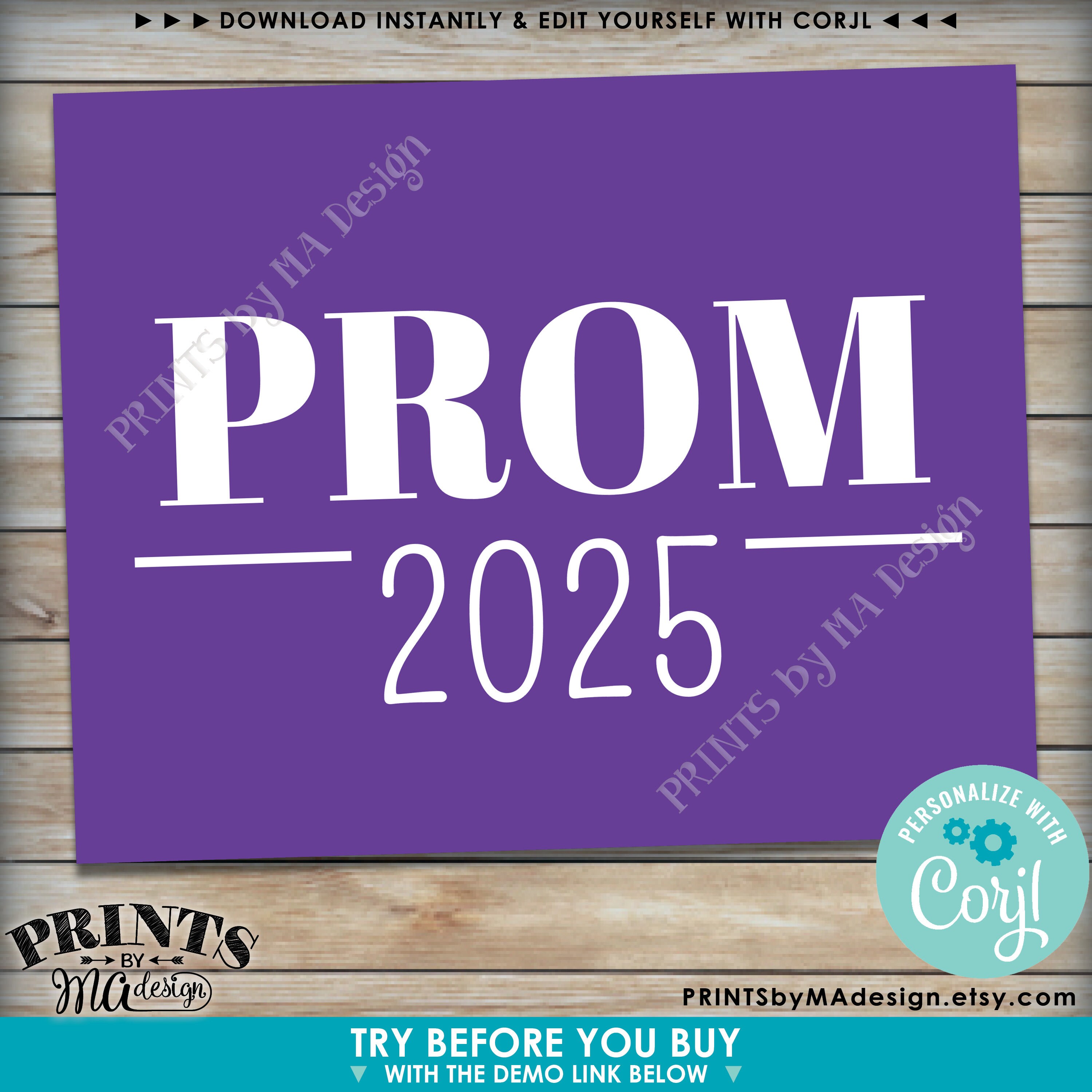 Prom Sign, High School Prom Decorations, Custom Year & Color, PRINTABLE ...