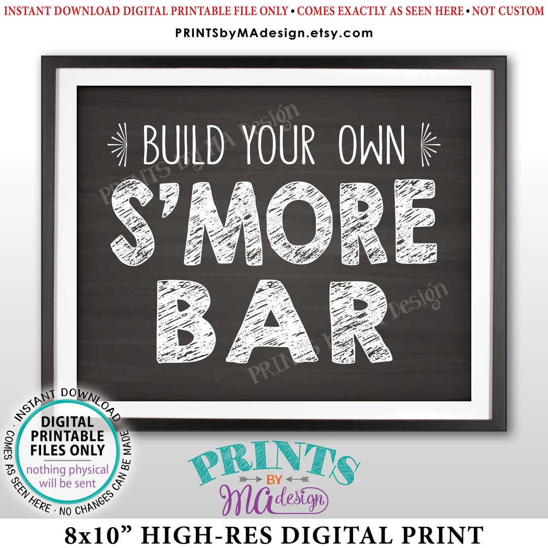 S'more Sign, Build Your Own Smore Bar Sign, Campfire Sweet Treat ...